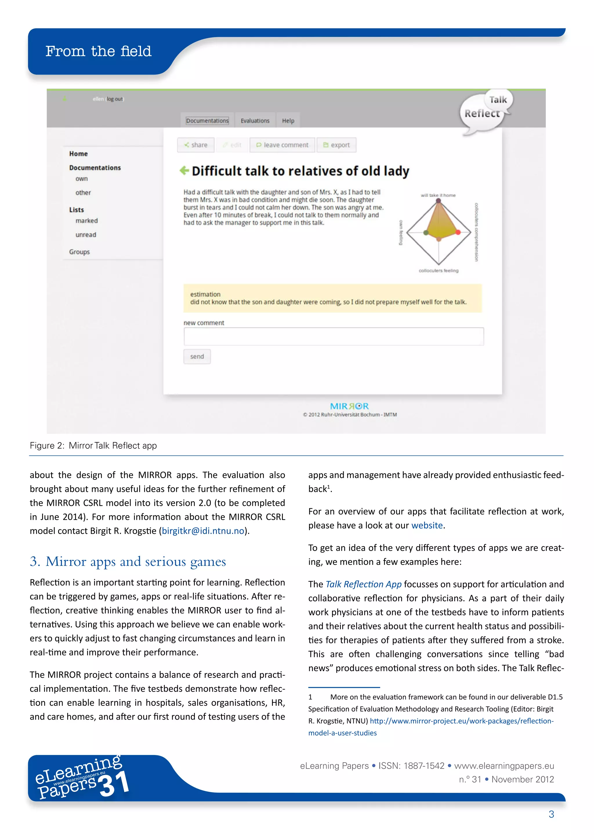 Reflective Learning at Work – MIRROR Model, Apps and Serious Games | PDF