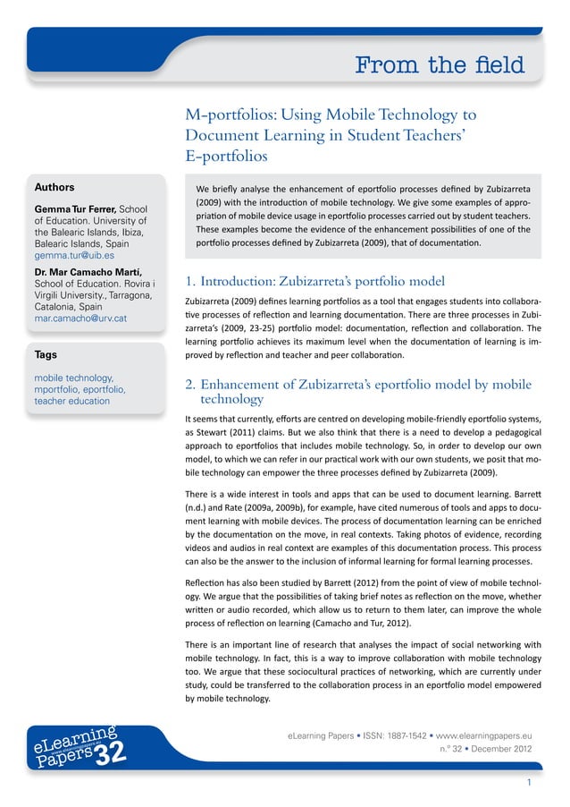M-portfolios: Using Mobile Technology to Document Learning in Student Teachers’ E-portfolios ...