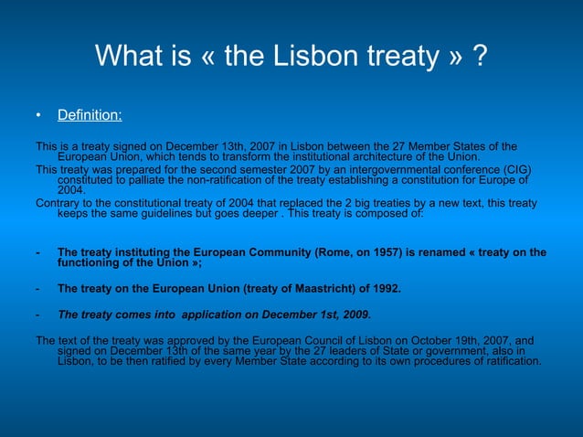 From France- Treaty of Lisbon | PPT