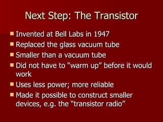 From Tube to Chip: Early Computer History | PPS