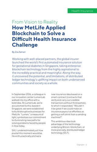 From Vision to Reality: How MetLife Applied Blockchain to Solve a ...