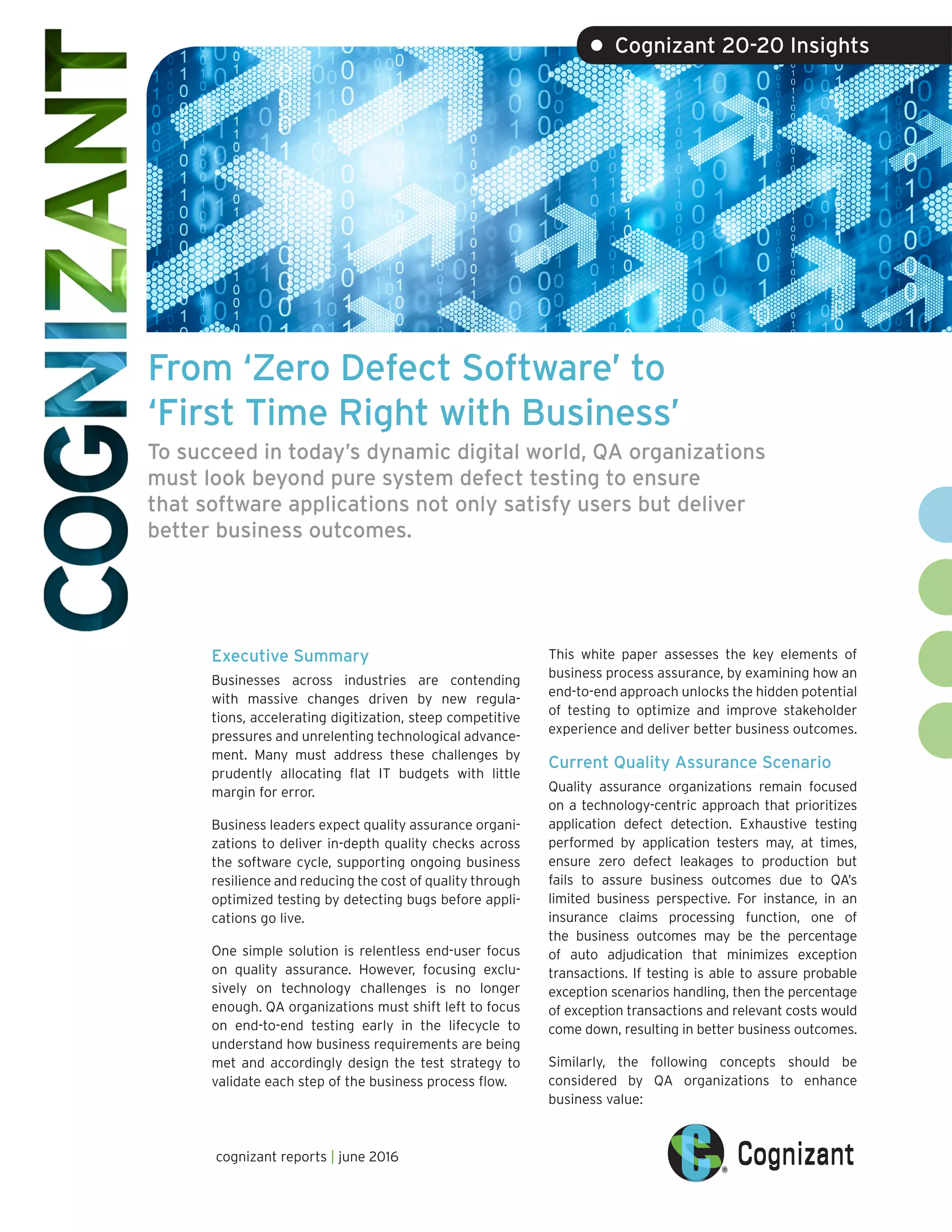 From 'Zero Defect Software' to 'First Time Right with Business' | PDF