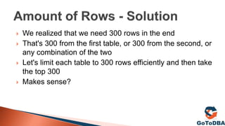 Real Life SQL Tuning - From 4 minutes to 8 seconds | PPT