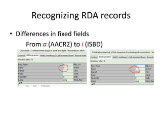 From AACR to RDA: Changes to the Bib Record | PPT