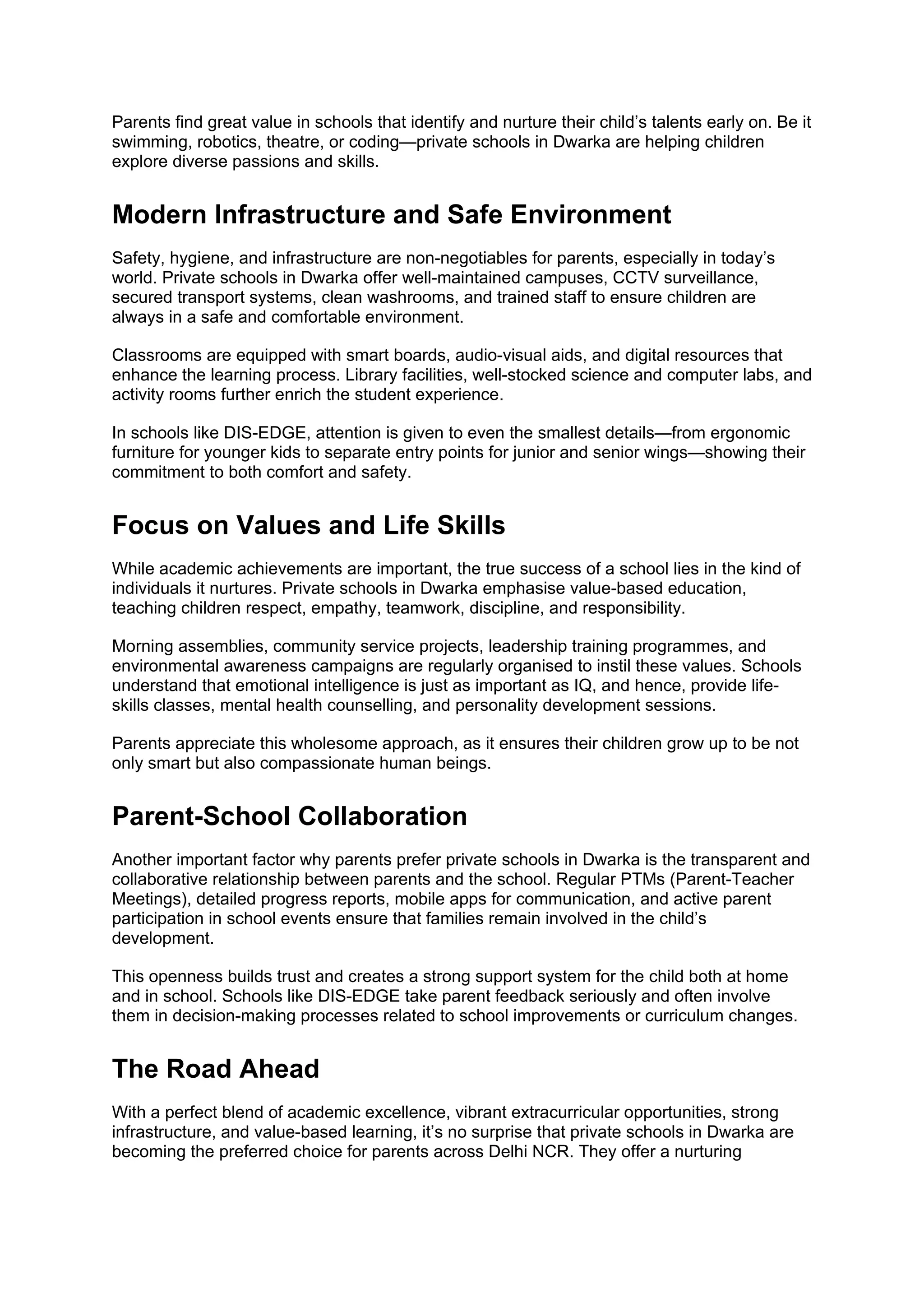 Why Dwarka Parents Prefer Private Schools: DIS Edge | DOCX