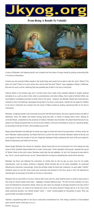From being a bandit to valmiki | PDF