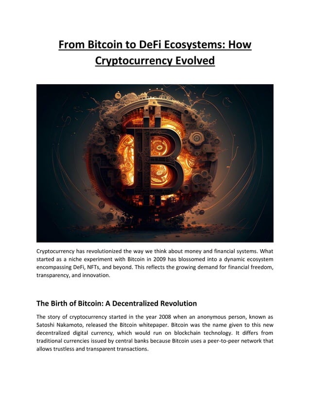 From Bitcoin to DeFi Ecosystems : How Crypto Currency Evolved | PDF