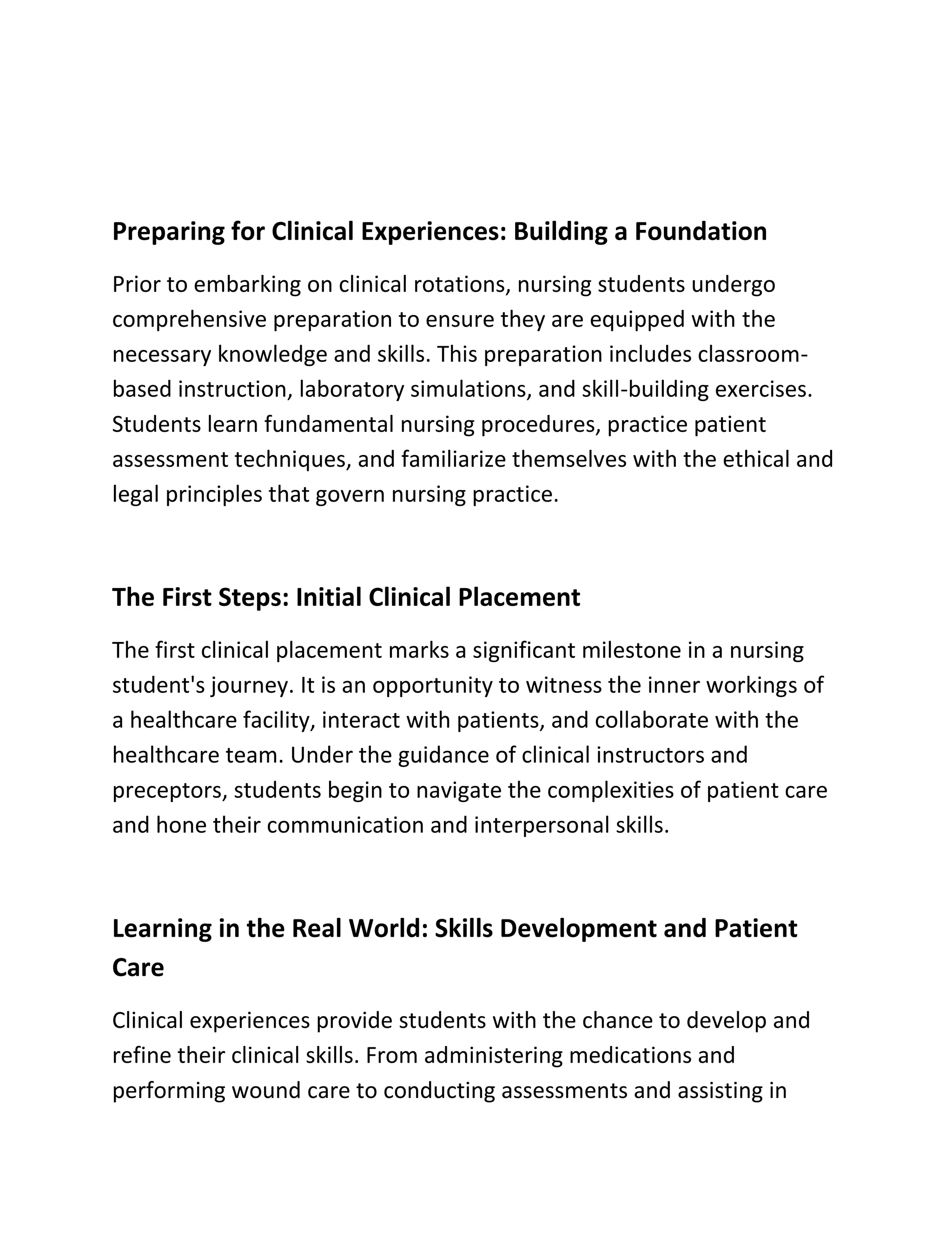 From Classroom to Clinic: Practical Experiences in Nursing Education | PDF
