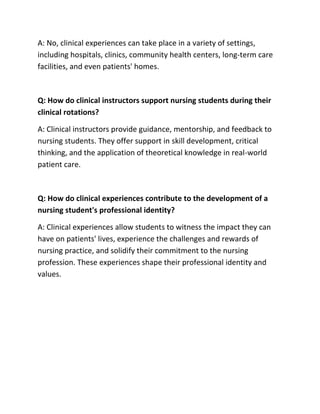 From Classroom to Clinic: Practical Experiences in Nursing Education | PDF