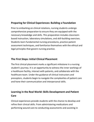 From Classroom to Clinic: Practical Experiences in Nursing Education | PDF