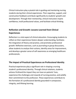 From Classroom to Clinic: Practical Experiences in Nursing Education | PDF