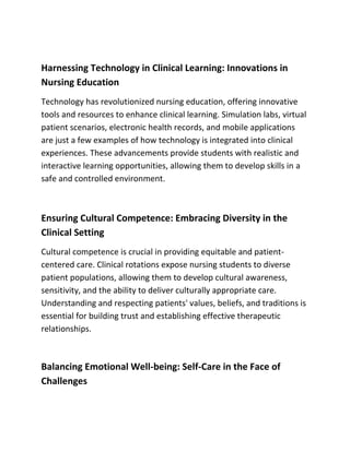 From Classroom to Clinic: Practical Experiences in Nursing Education | PDF
