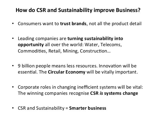 From CSR to Sustainable Business - What are companies doing, and why