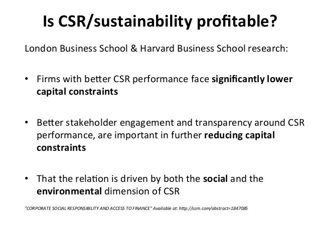 From CSR to Sustainable Business - What are companies doing, and why