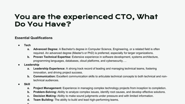 From CTO To CEO: The Pathway and Rewards | PPT
