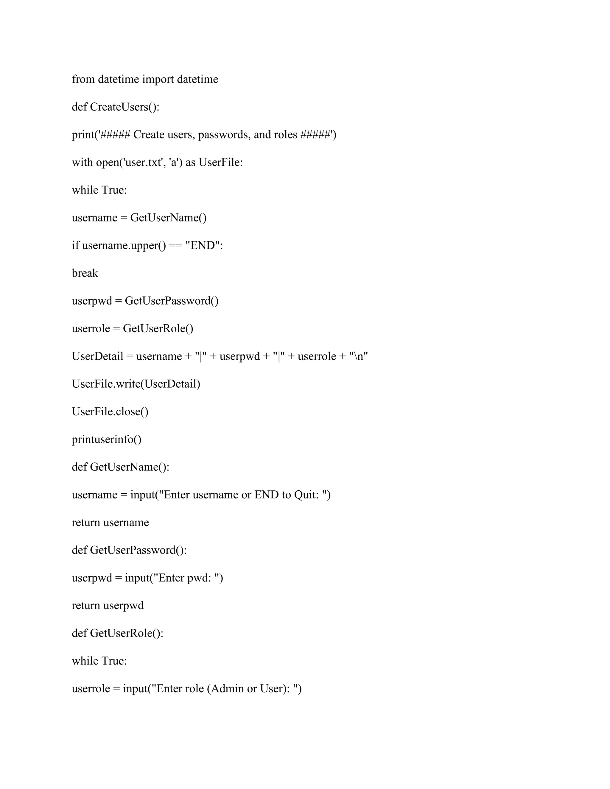 from datetime import datetime def CreateUsers()- print('##### Crea.pdf