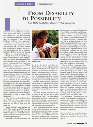 From Disability To Possibility - Inclusive Recreation | PDF