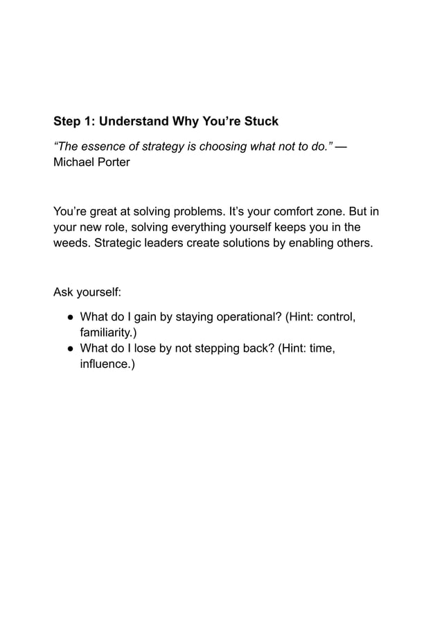 From Doer To Strategist: The Quick Guide to Thriving in Your New ...