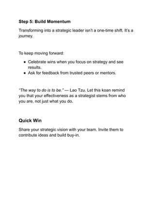 From Doer To Strategist: The Quick Guide to Thriving in Your New ...