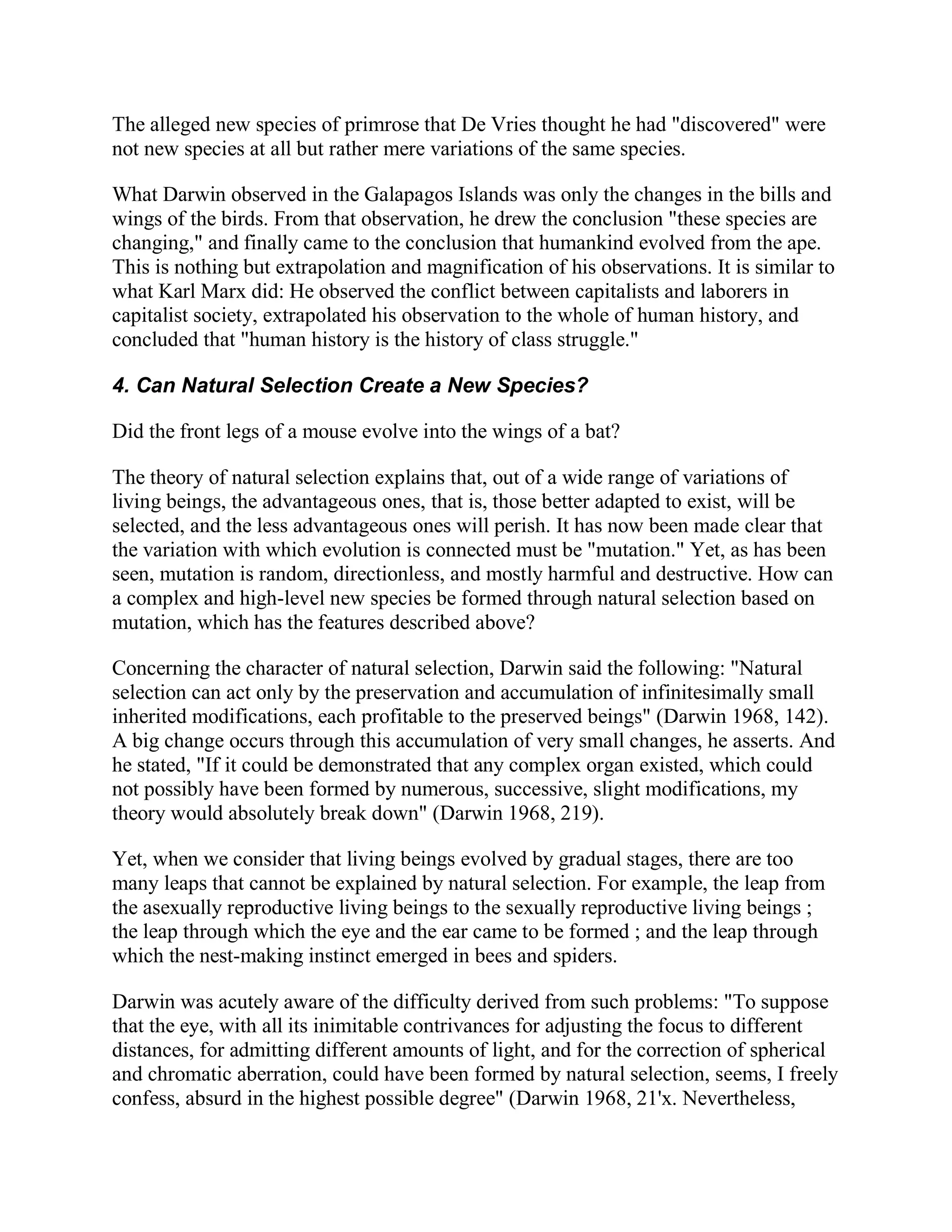 From Theory of Evolution to a New Theory of Creation | PDF