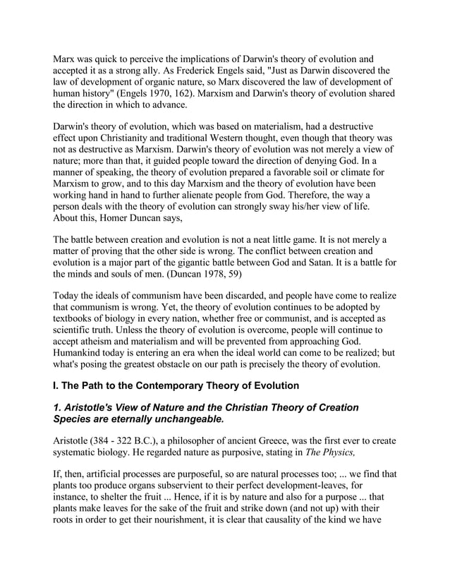 From Theory of Evolution to a New Theory of Creation | PDF