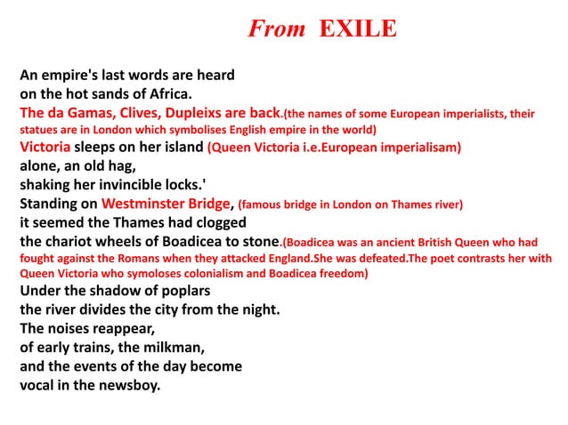 From Exile poem by R.Parthasarthy | PPTX | Poetry | Books and Literature