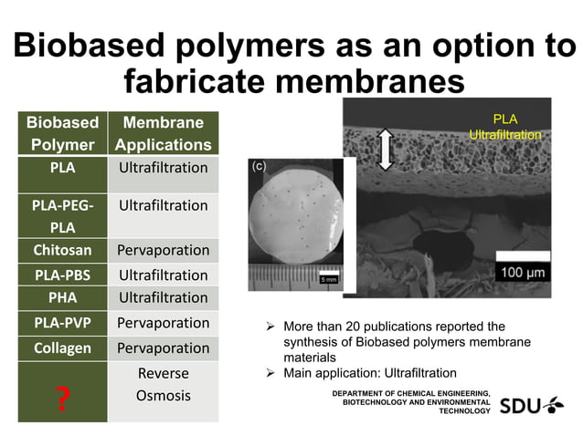 From fossil to Biobased polymer in membrane technology v. Kelly Briceno ...