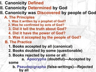 "From God to us: The Biblical Canon" (by Intelligent Faith 315.com) | PPT