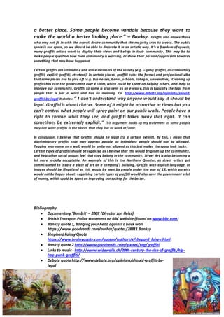 From graffiti to street art | DOCX | Painting | Arts and Crafts