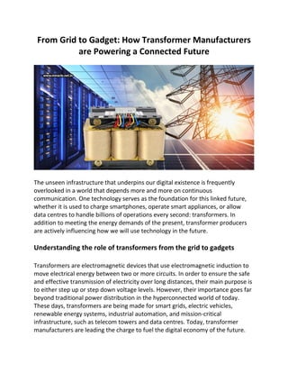 From Grid To Gadget How Transformer Manufacturers Are Powering A ...