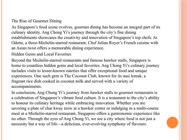 From Hawker Stalls to Gourmet Restaurants: Ang Chong Yi Singapore ...