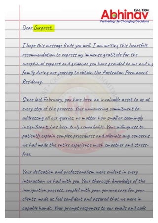 From Heart to Paper – A touching handwritten note for successful ...