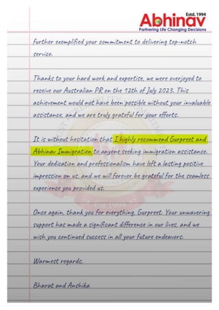 From Heart to Paper – A touching handwritten note for successful ...