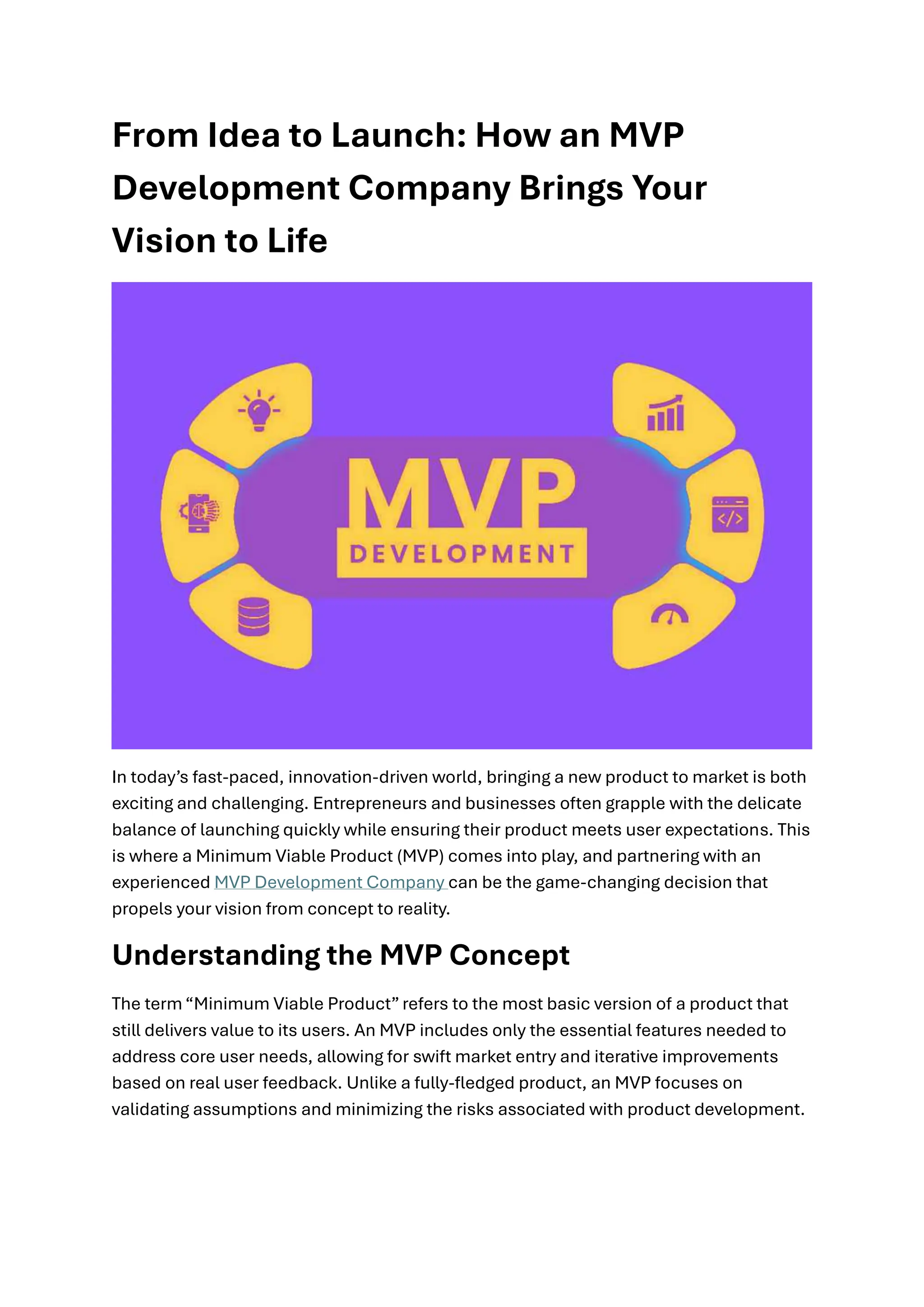 From Idea to Launch How an MVP Development Company Brings Your Vision ...