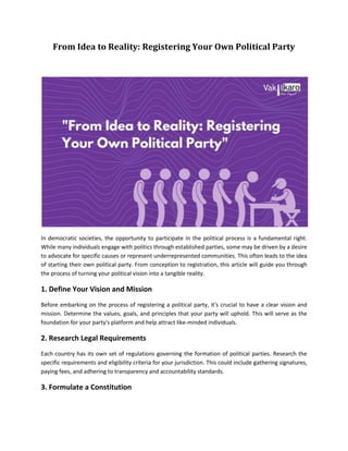 From Idea to Reality: Registering Your Own Political Party | PDF