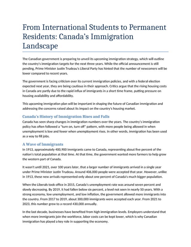 From International Students to Permanent Residents Canada’s Immigration ...