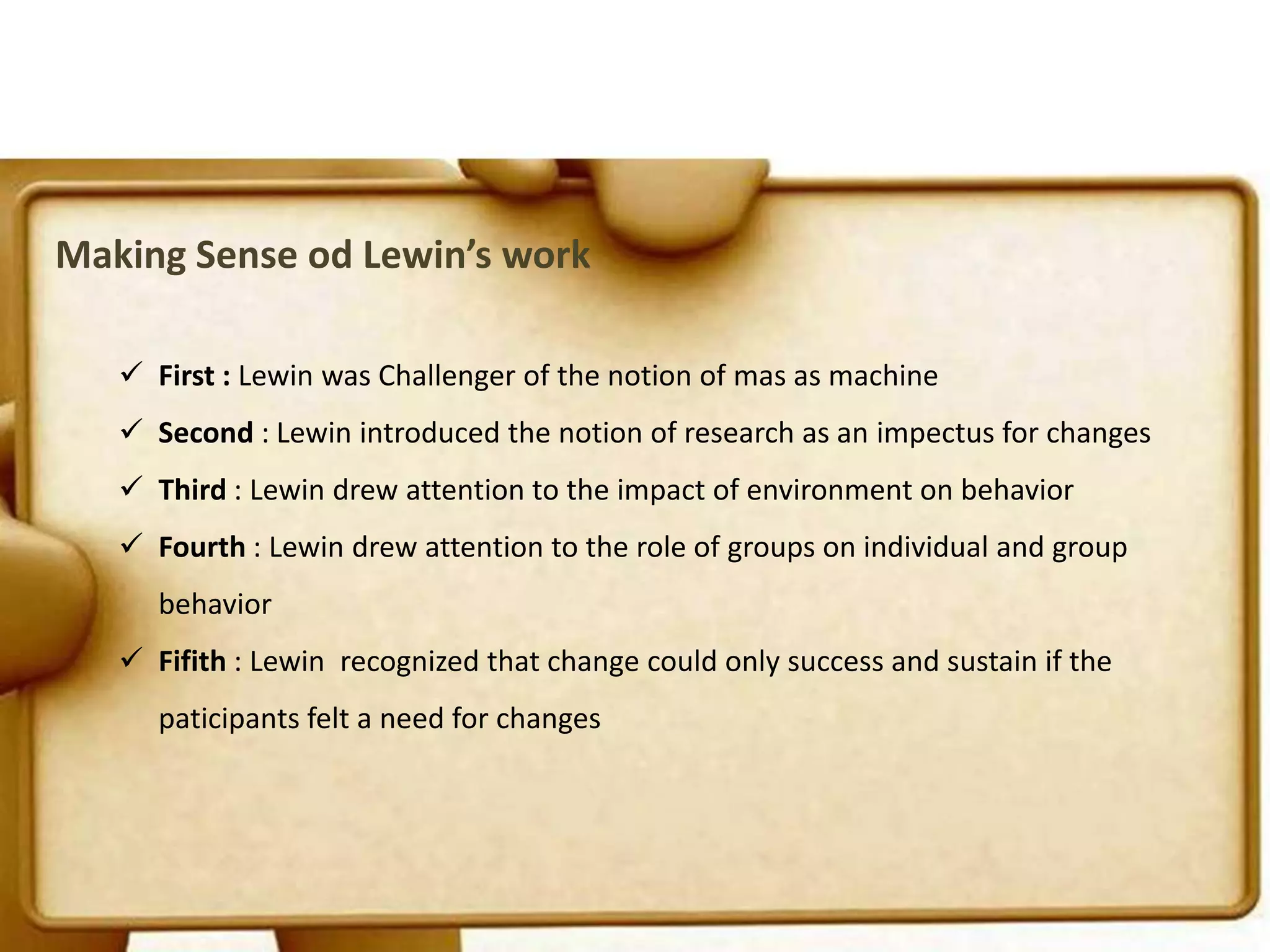 From lewin model to organizational development | PPTX
