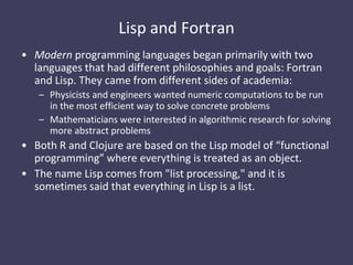 From Lisp to Clojure/Incanter and RAn Introduction | PDF | Programming Languages | Computing