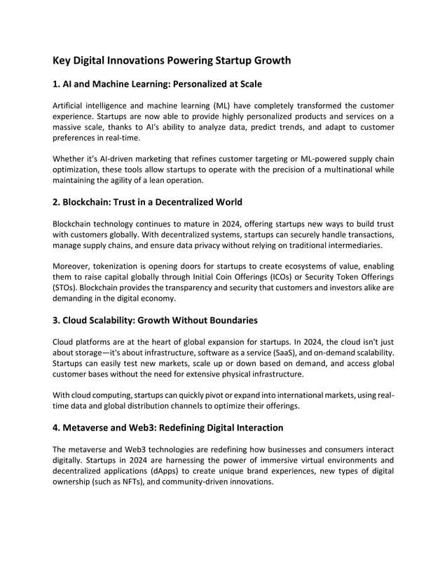 From Local to Global Scaling Startups with Digital Innovation in 2024 | PDF