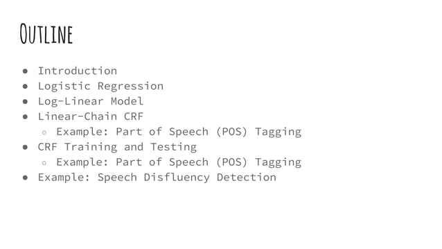 From logistic regression to linear chain CRF | PPT