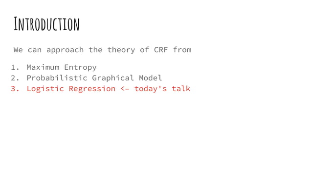 From logistic regression to linear chain CRF | PPT