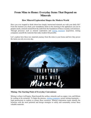 From Mine to Home: Everyday Items That Depend on Minerals | PDF