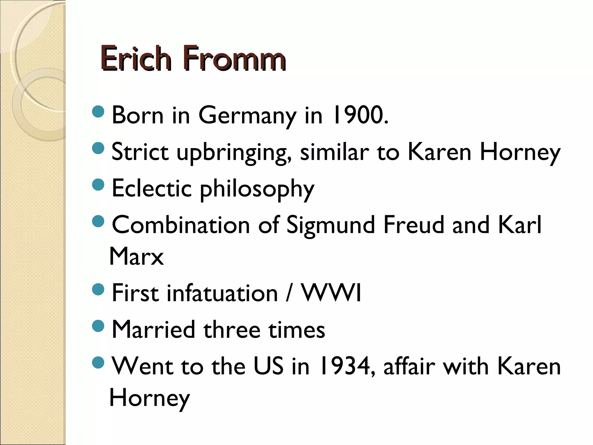 Fromm's humanistic psychoanalysis | PPT