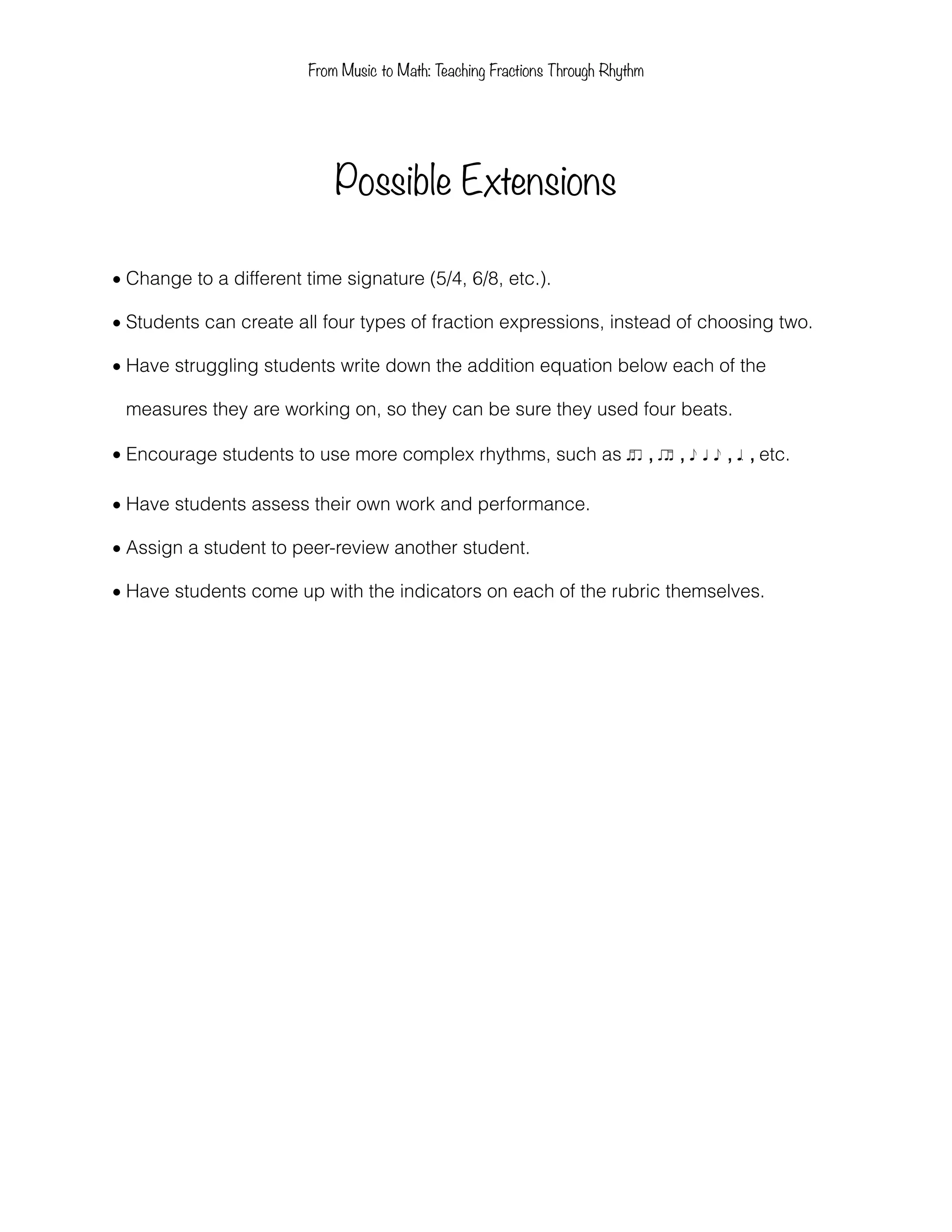 From music to math teaching fractions through rhythm to fourth graders ...