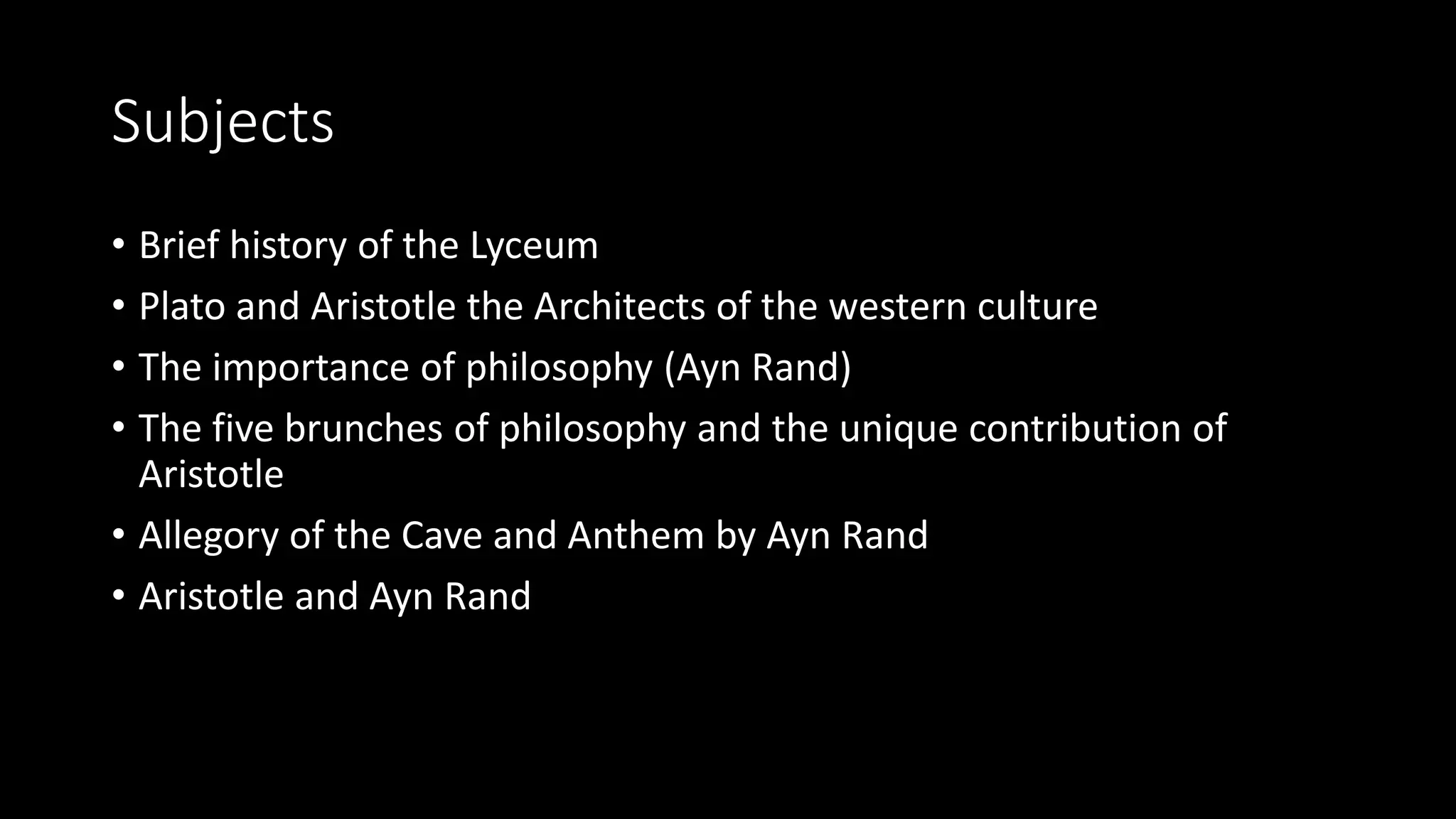 From plato cave to aristotle and ayn rand | PPT