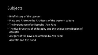 From plato cave to aristotle and ayn rand | PPT