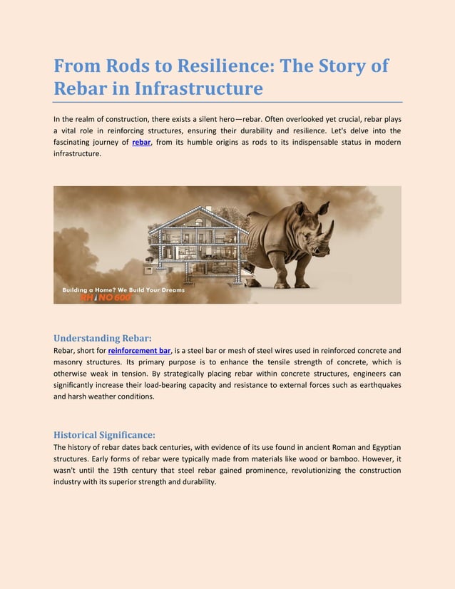 From Rods to Resilience: The Story of Rebar in Infrastructure | PDF