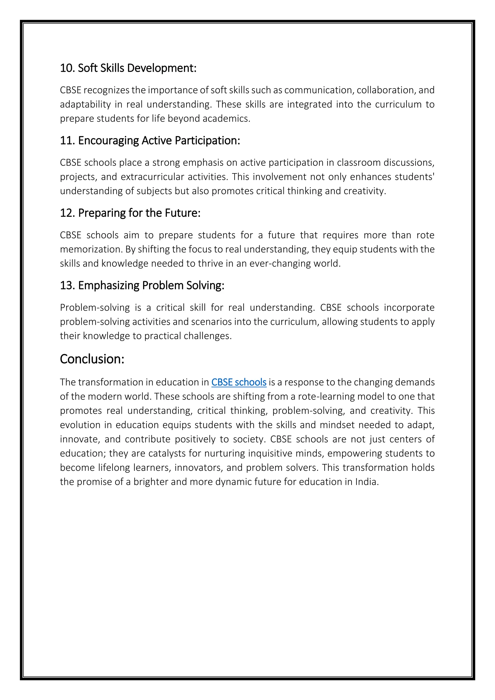 From Rote to Real Understanding Transforming Education in CBSE Schools ...