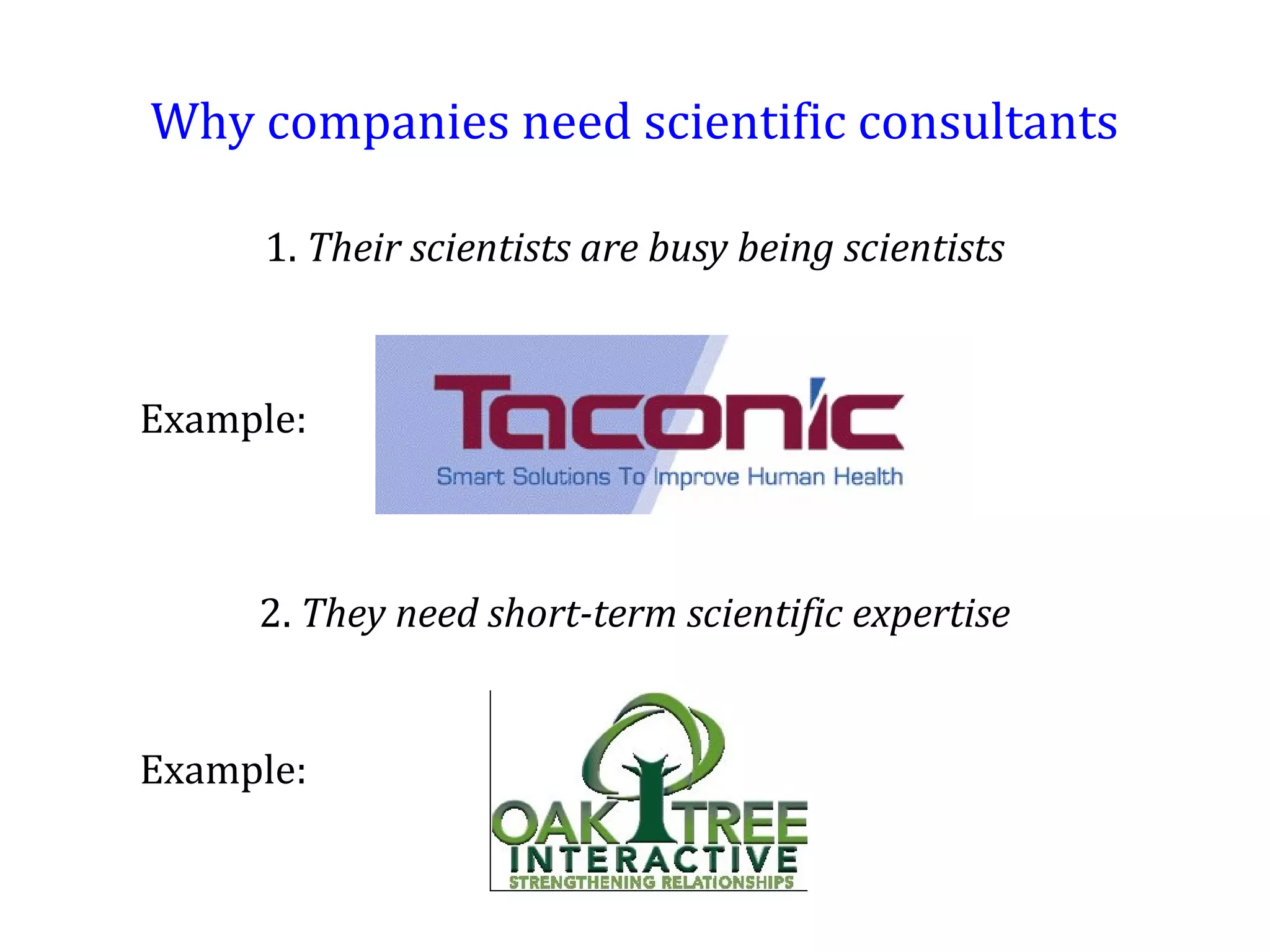From Science to Consulting | PPT