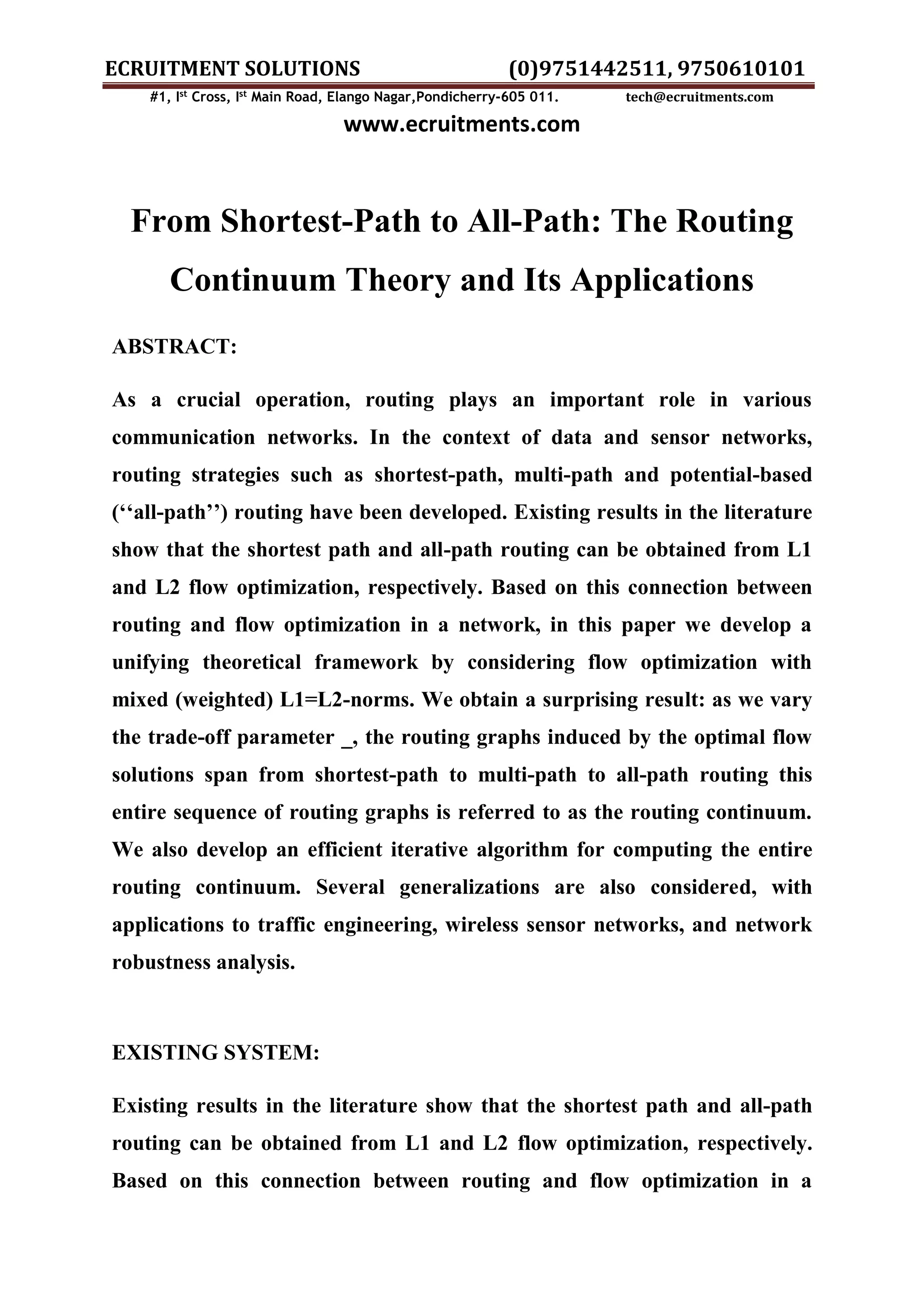 From shortest path to all-path the routing continuum theory and its ...